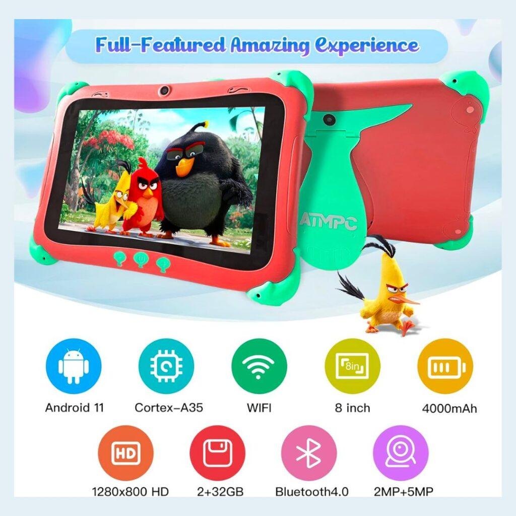 ATMPC Tablette pour enfants 8 pouces, tablette Android 11 pour enfants ...